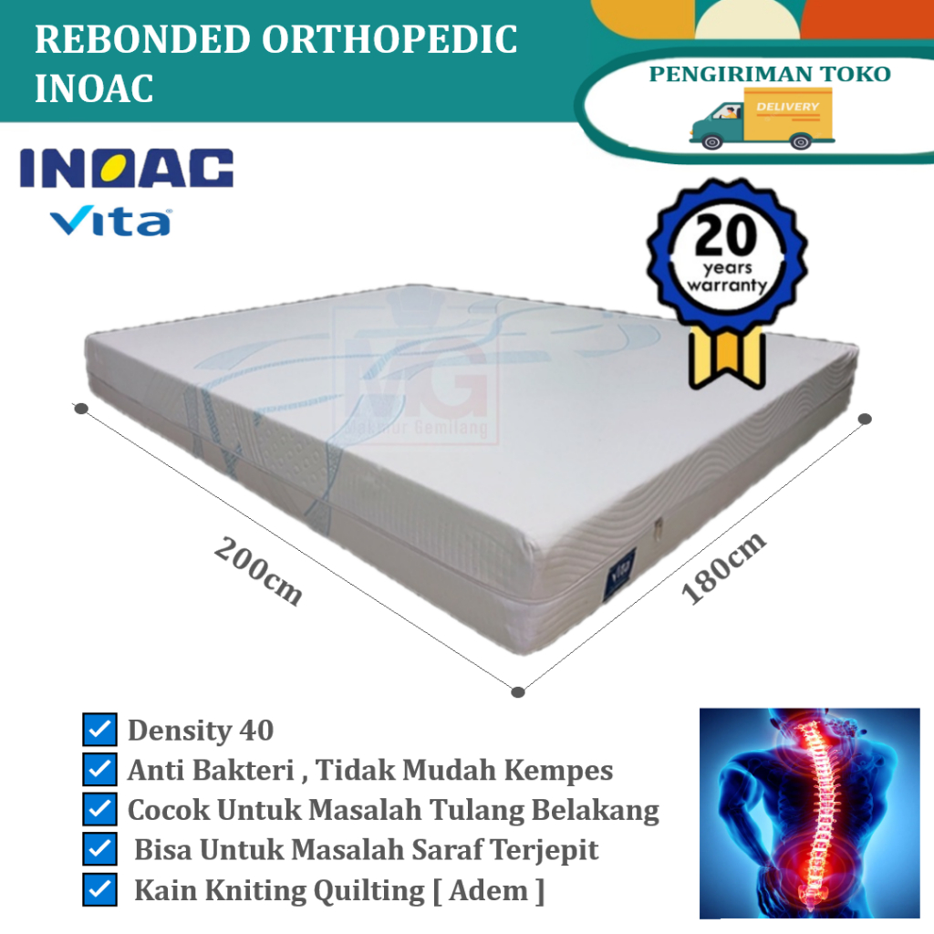 Jual Kasur Rebonded Orthopedic INOAC Foam D.40 Quality Japan Uk.180 x ...