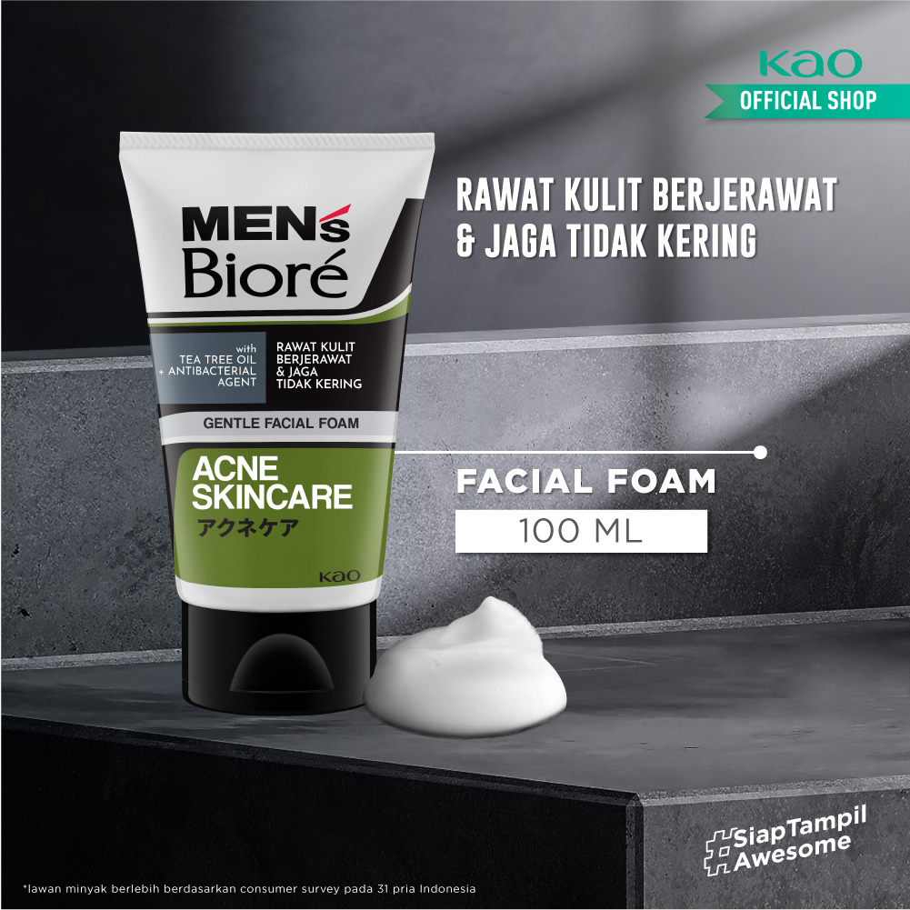 Jual Men's Biore Non Scrub Sabun Muka Pria Untuk Kulit Berjerawat Acne Skincare Tea Tree Oil 100 ...