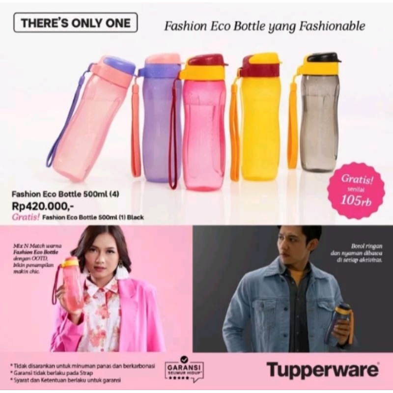 Jual eco fashion bottle 500ml tupperware / botol 500ml tupperware ...