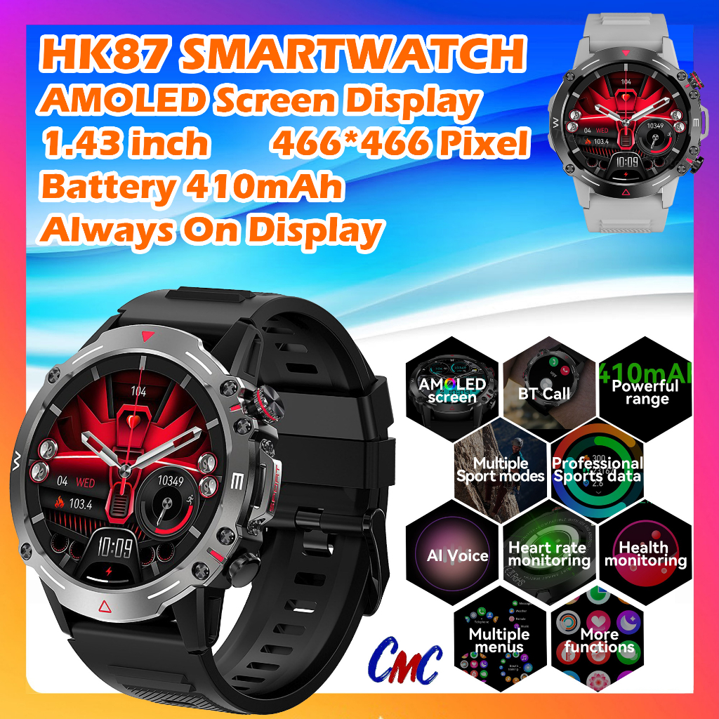 Jual HK87 Smartwatch AMOLED 1.43inch Sport Watch Always On Display ...