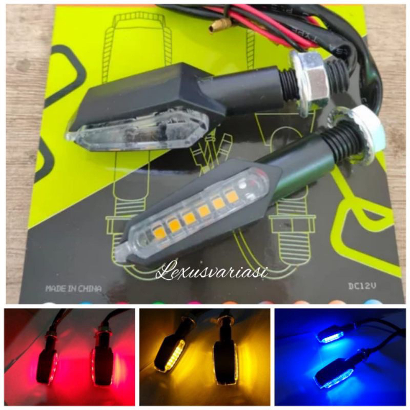 Jual Lampu Sein mini LED 2 sisi Sen Motor Universal Kedip warna Kuning ...