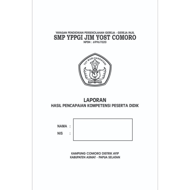 Jual Map Raport Custom SMP YPPGI JIM YOST COMORO | Shopee Indonesia