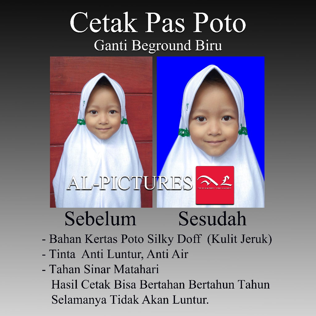 Jual Cetak Pas Foto Background Biru Kertas Silky Doff / Kulit Jeruk ...