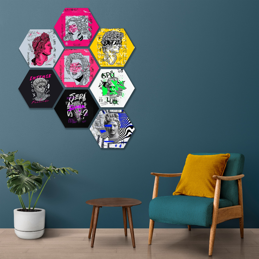 Jual HIASAN DINDING HEXAGONAL DESAIN GRAFIS AESTHETIC / POSTER KAYU ...