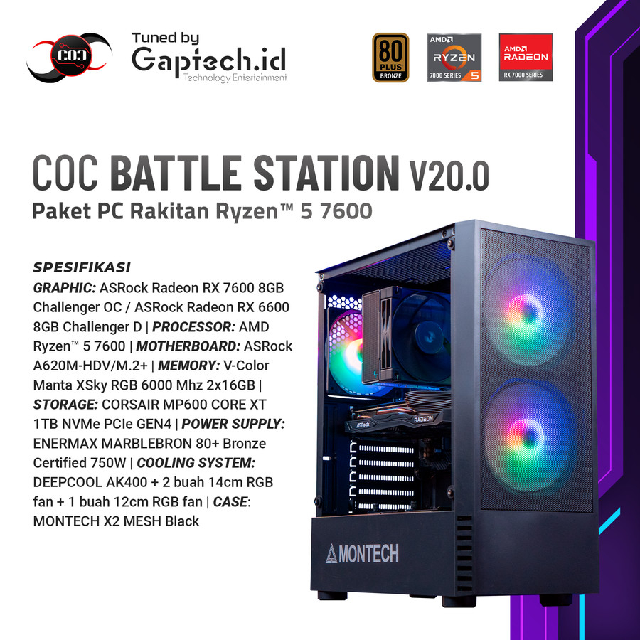 Jual COC BATTLE STATION X Gaptech.id V20.0 - Paket PC Rakitan Ryzen 5 ...