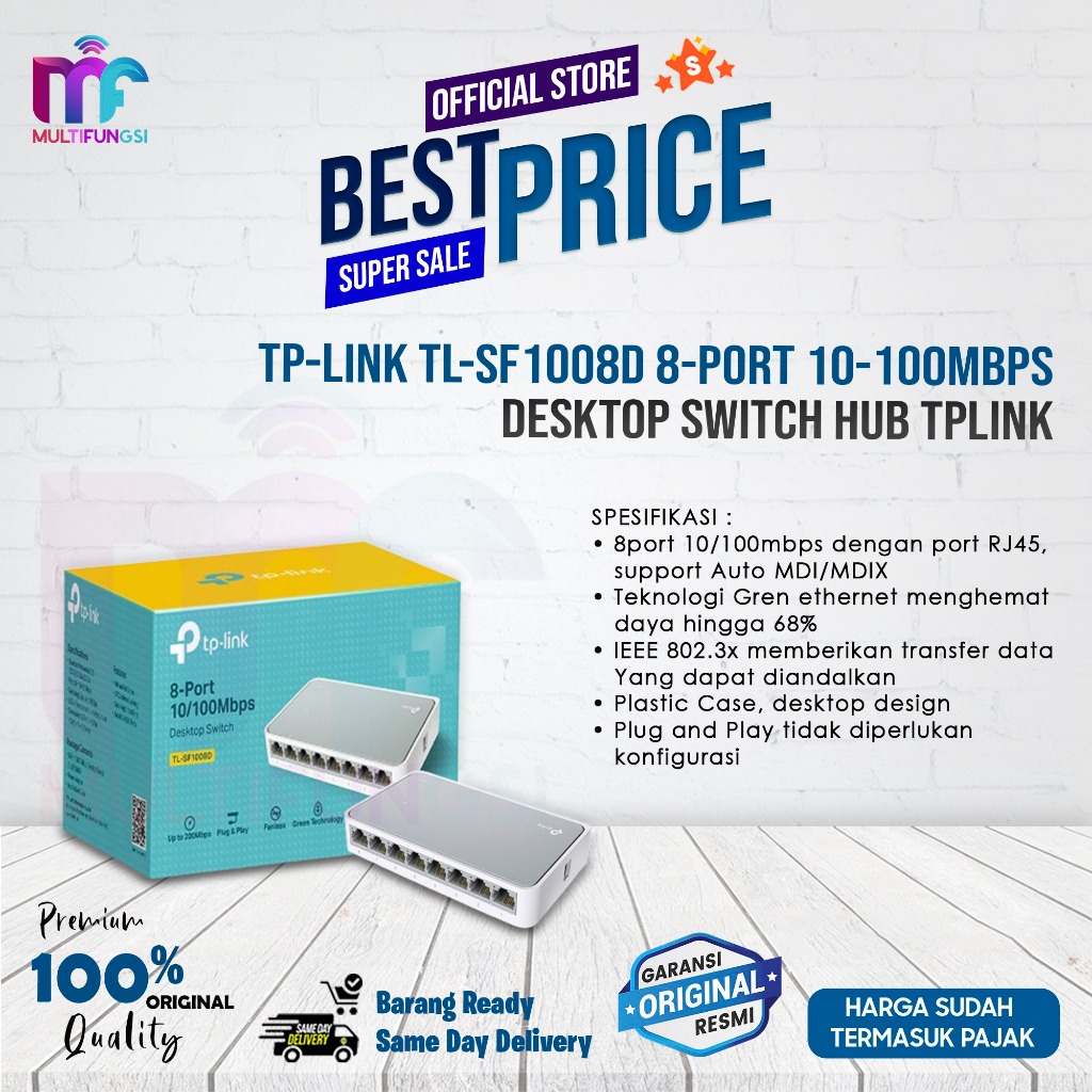 Jual TP-LINK TL-SF1008D 8-Port 10-100Mbps Desktop Switch Hub TPLINK ...