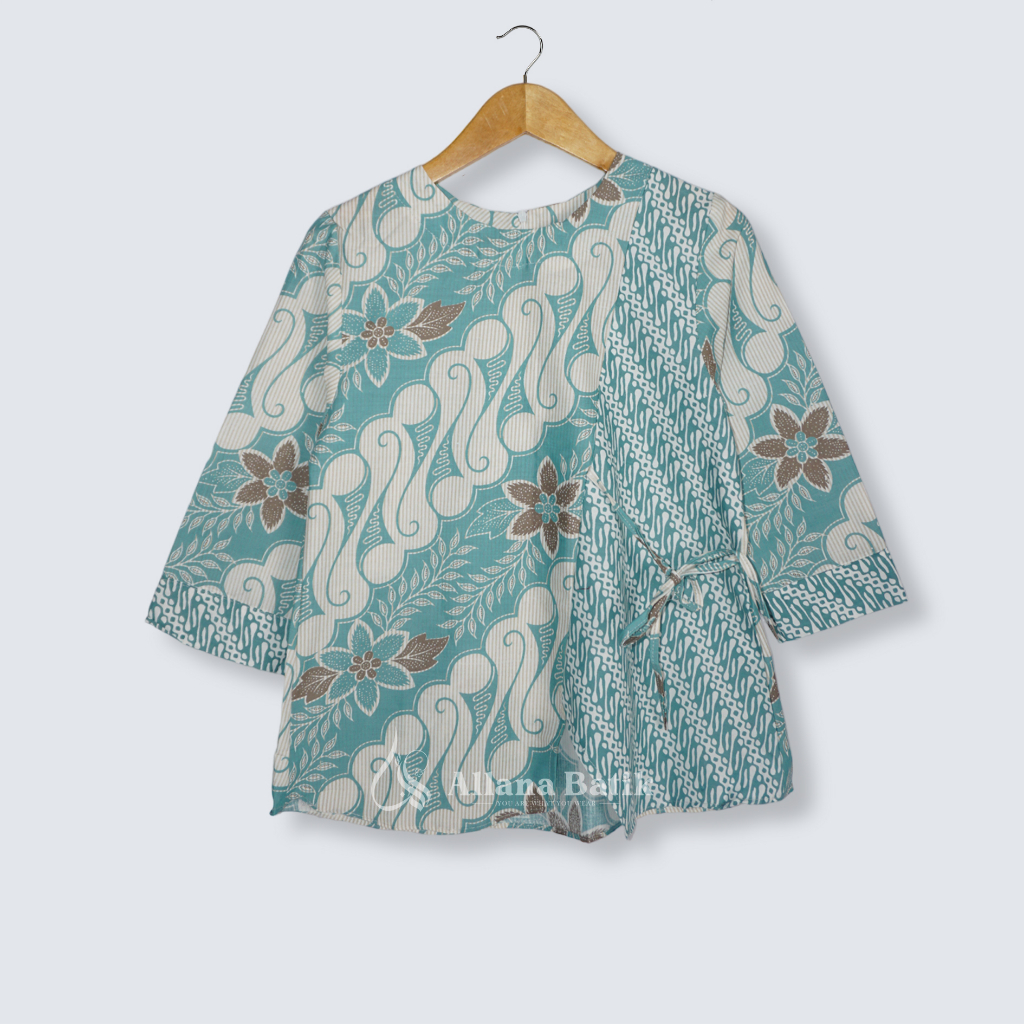 Jual tey-17 Batik wanita ASJ SA HRB026 Kenongo Kemeja Tosca Pendek | Shopee Indonesia