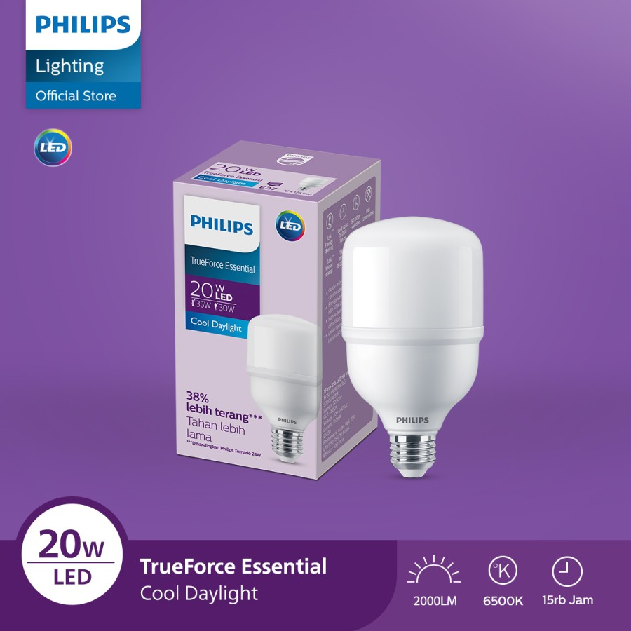 Jual Lampu Led Philips 20w 20 watt Essential Trueforce led | Shopee ...