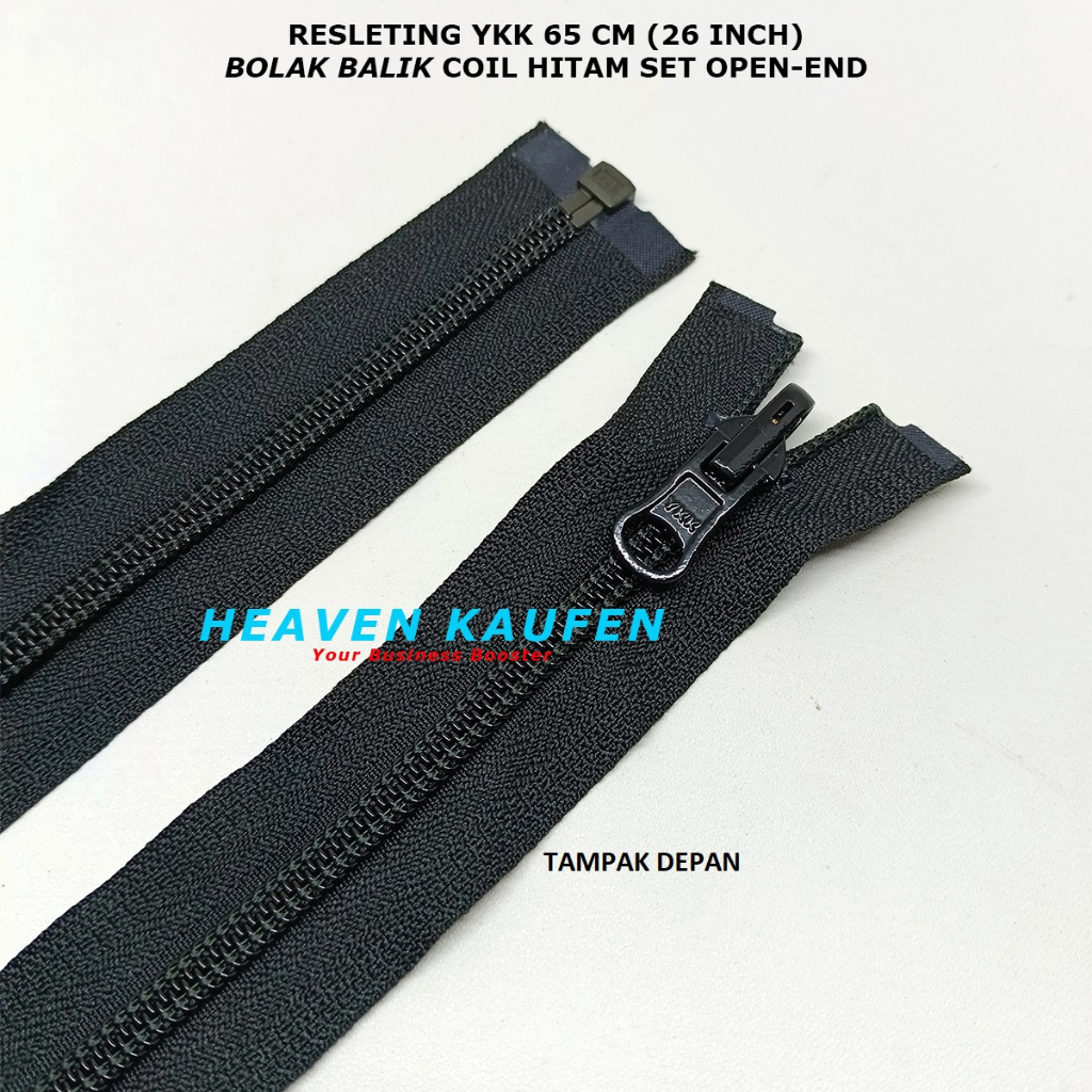 Jual Resleting Zipper Jaket YKK bolak Balik 65 cm Atau 26 inch Hitam Type Gigi Halus Coil Model ...