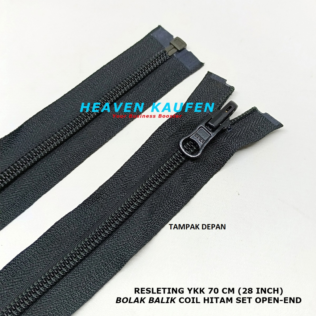 Jual Resleting Zipper Jaket YKK 70 cm Atau 28 inch Bolak Balik Type Gigi Coil Halus Hitam Set ...