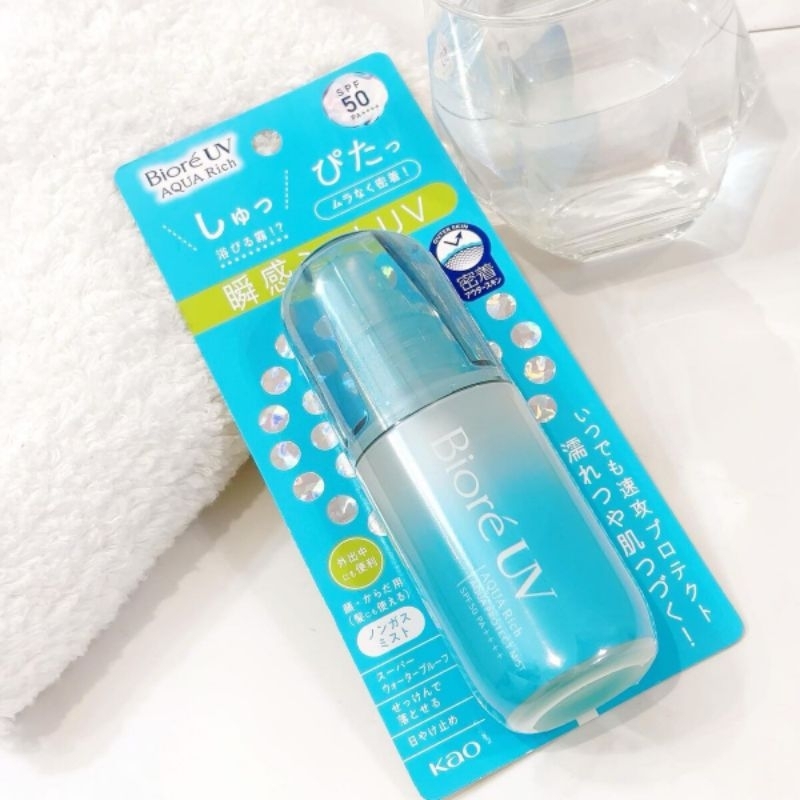 Jual Biore UV Aqua Rich Aqua Protect Mist Sunscreen SPF 50 PA++++ (60ml ...