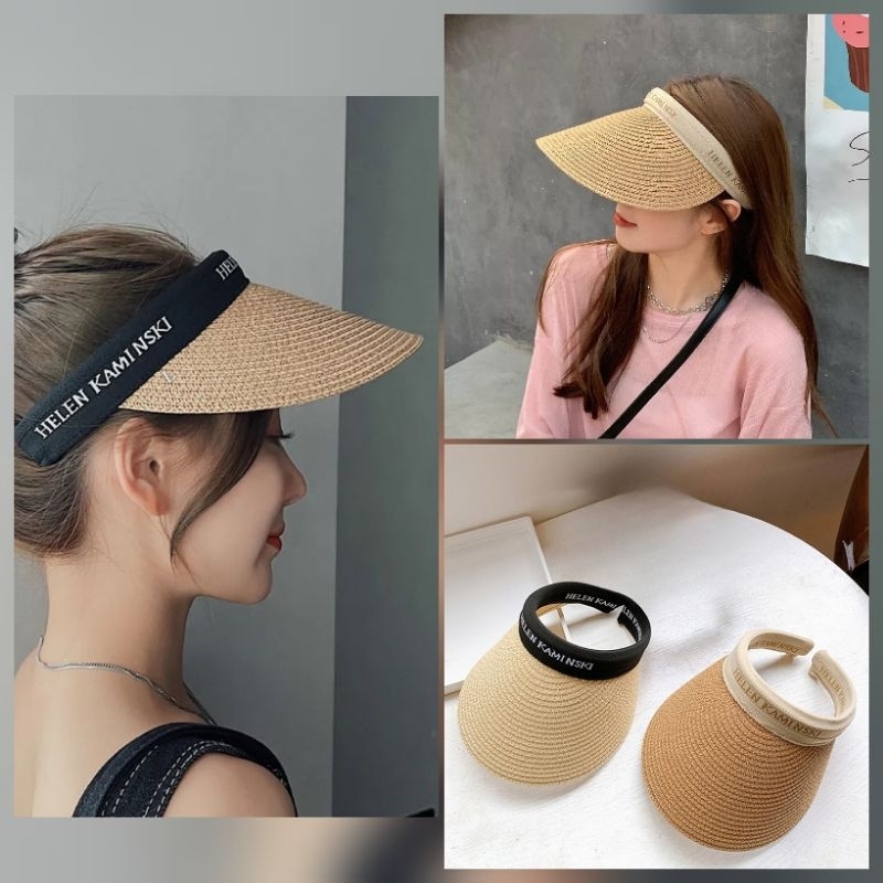 Jual F65 Topi jerami summer topi visor pantai zumba | Shopee Indonesia