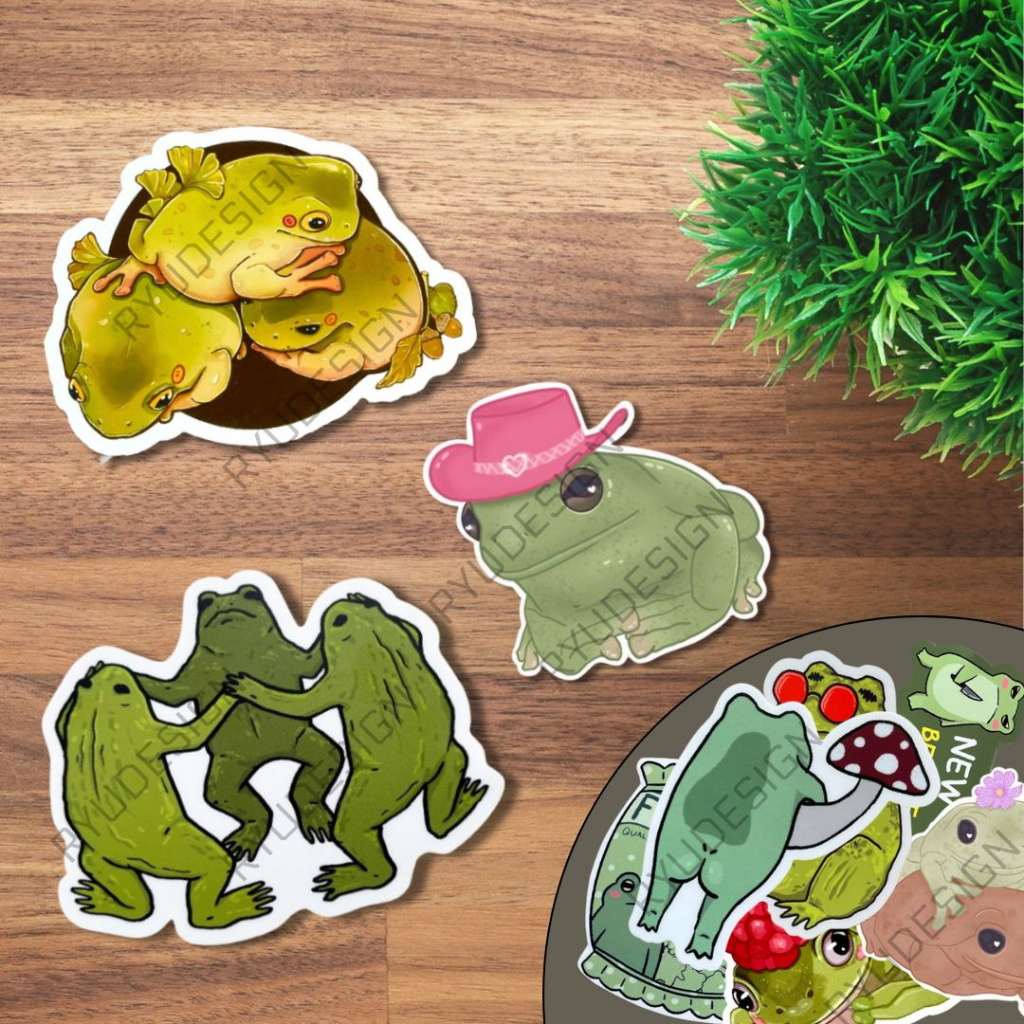 Jual Stiker Lucu Hewan Kodok Katak Frog Meme Besar Anti Air Berkualitas ...