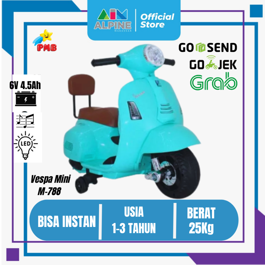 Jual PMB MOTOR AKI MINI M788 VESPA LICENSED BISA MANUAL GAS KAKI ...