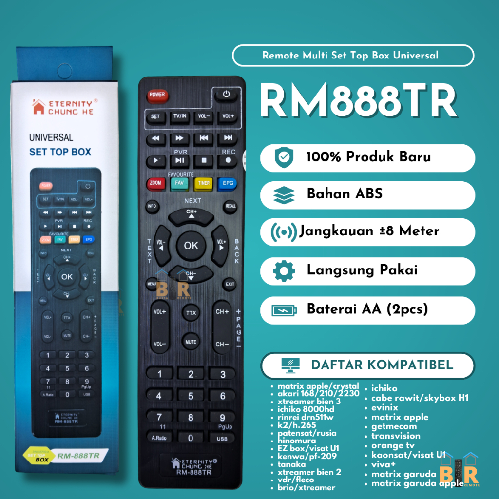 Jual Remot Remote Multi Set Top Box UNIVERSAL DVB-T2 STB RM-888STB CH +Pairing Remot TV (venus ...