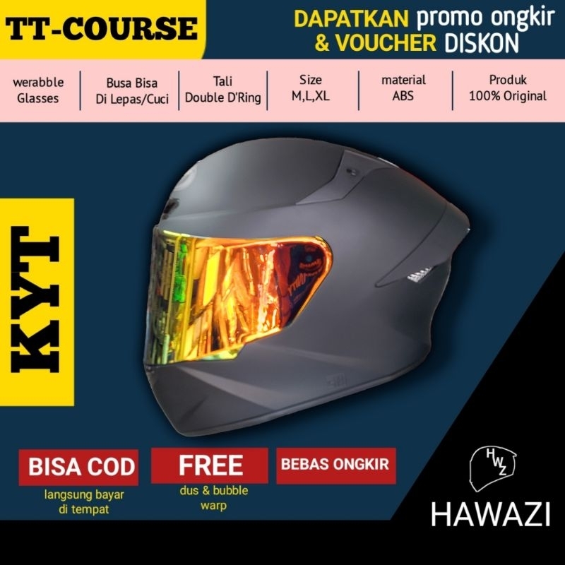 Jual HELM KYT TT COURSE BLACK DOFF | HELM TTC FULL FACE | Shopee Indonesia