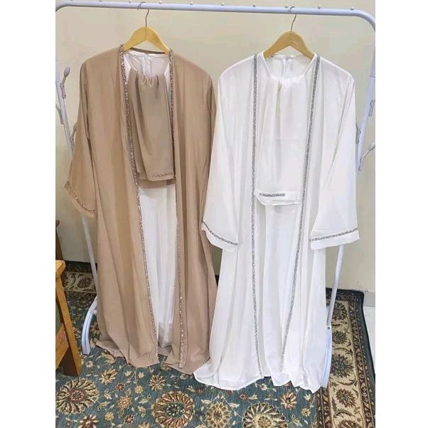 Jual Abaya one set outer inner Putih outer Dubai Turkey murah | Shopee ...