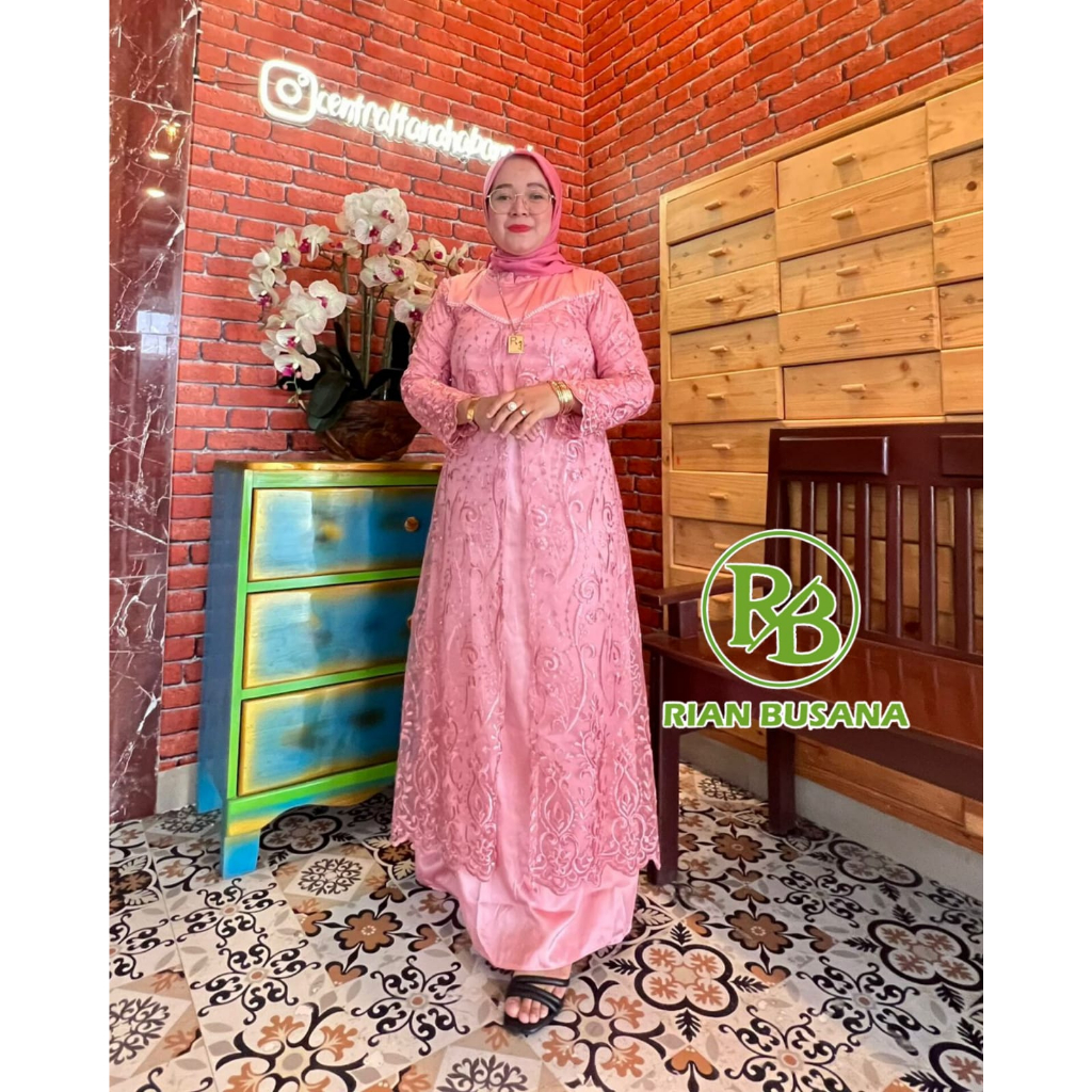 Jual GAMIS KONDANGAN MEWAH SATIN VELVET MIX TILE BROKAT PREMIUM || GAMIS RASYA SANGHAI MAXI ...