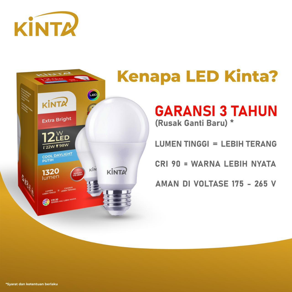 Jual Kinta LED / Bohlam LED Putih / Cool Daylight / Garansi 3 Tahun | Shopee Indonesia