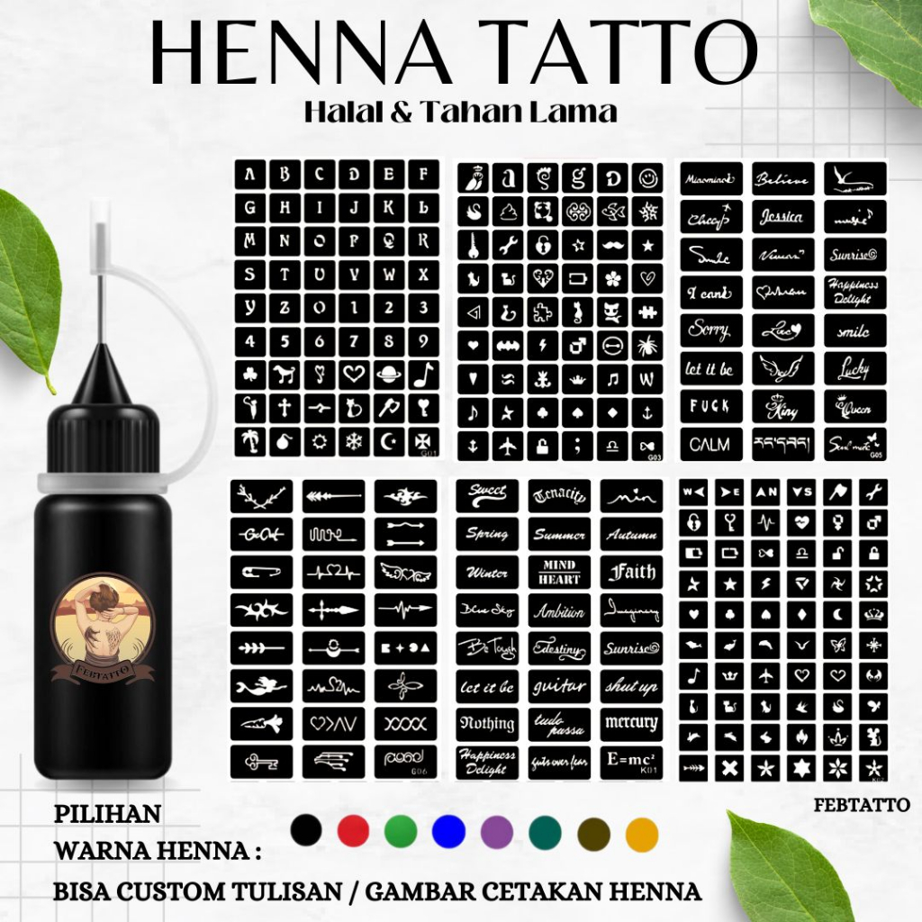 Jual Henna Tato Halal Tahan Lama Bisa Custom Hena Kit 10ml HEN G01 ...