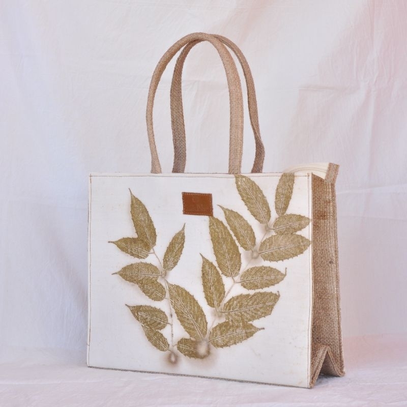 Jual tas wanita totebag wanita tas goni tas etnik motif daun batik ...
