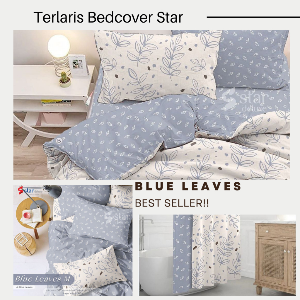 Jual TERLARIS!! Sprei set Bunga Katun Star Motif Blue Leaves All Size ...