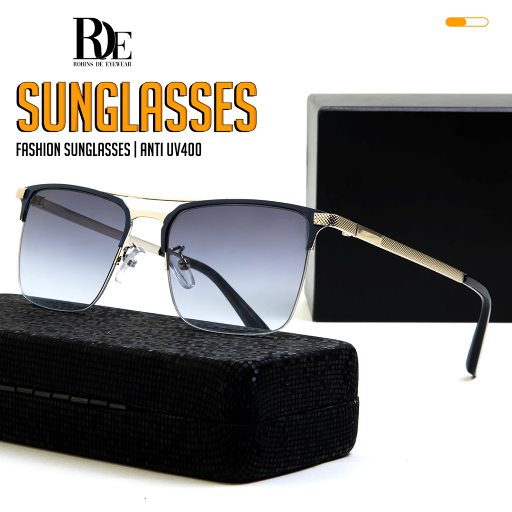 Jual ROBINS Sunglasses Kotak Retro Anti Radiasi Uv400 Kacamata Hitam Fashion Pria Wanita B80-685 ...