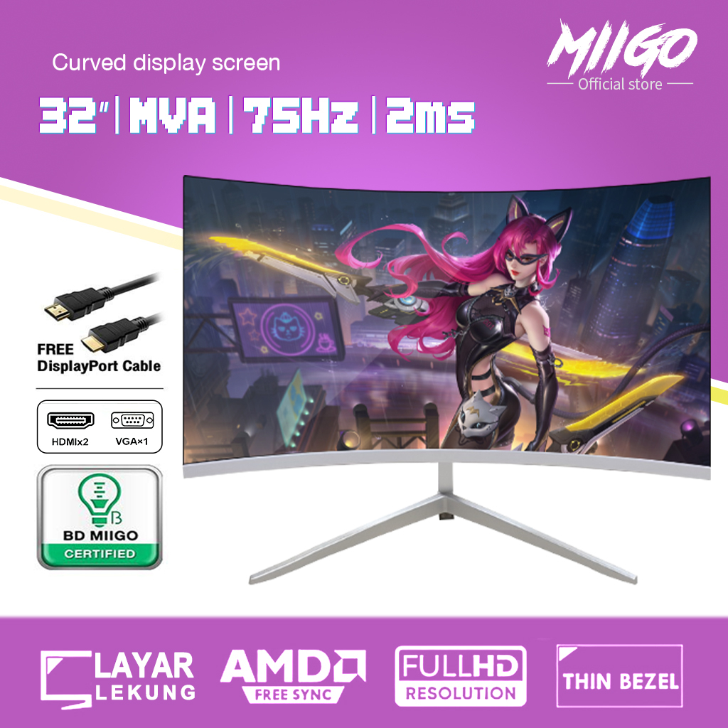 Jual MIIGO - Monitor melengkung 32 inci, monitor definisi tinggi 75HZ ...