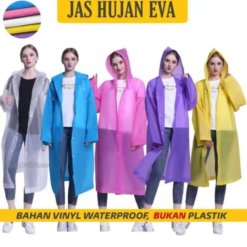 Jual E405 EVA / PEVA Jas Hujan Dewasa Tebal Model Ponco Mantel Semi Transparan Anti Air | Shopee ...