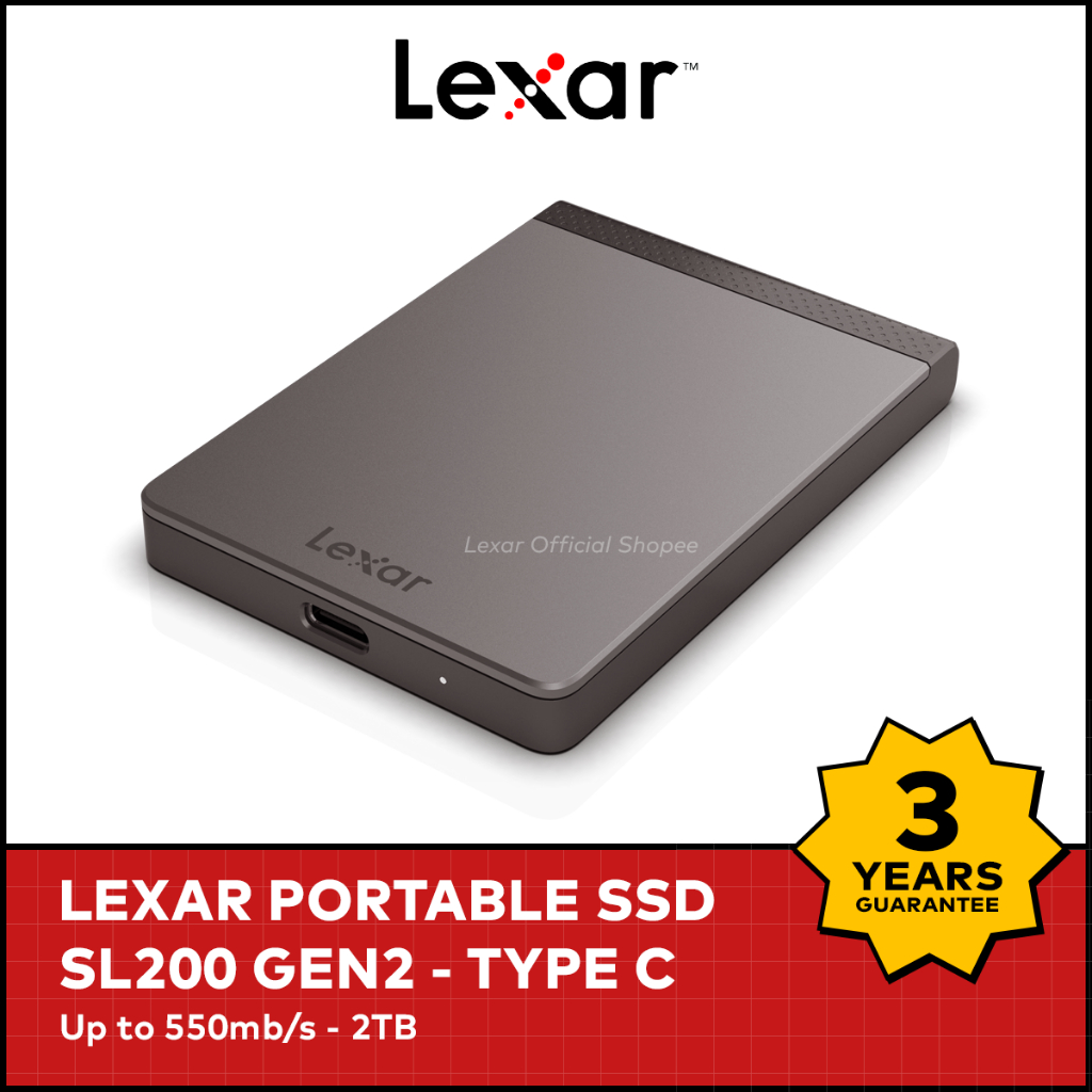 Jual Lexar SSD Portable SL200 USB 3.1 Gen 2 Type C Up to 550MB/s - 2TB ...