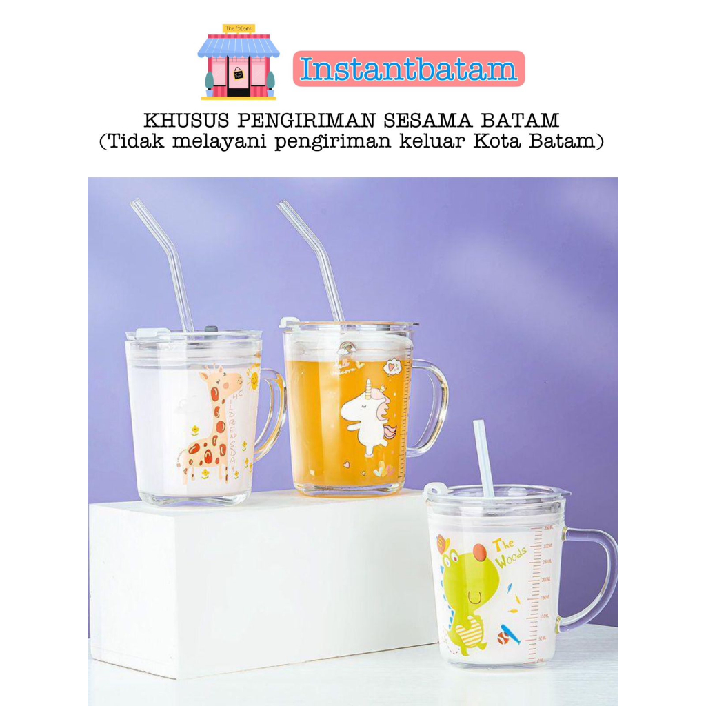 Jual 29 Gelas Kaca Gelas susu plus sedotan Mug karakter | Shopee Indonesia