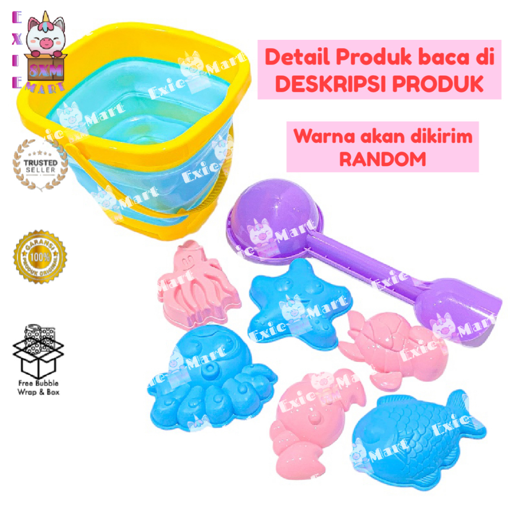 Jual MAINAN ANAK EMBER PASIR PANTAI LIPAT + CETAKAN PASIR PANTAI SET ...