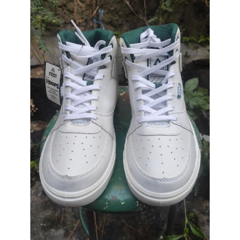 Jual Aerostreet hoops high putih hijau tua size 43 | Shopee Indonesia