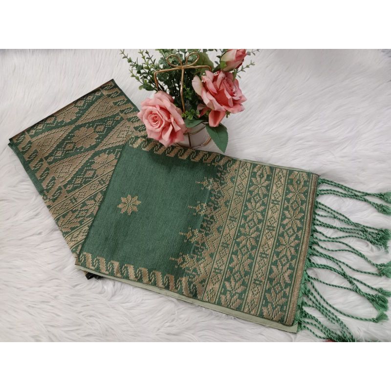 Jual Songket silungkang warna hijau botol | Shopee Indonesia