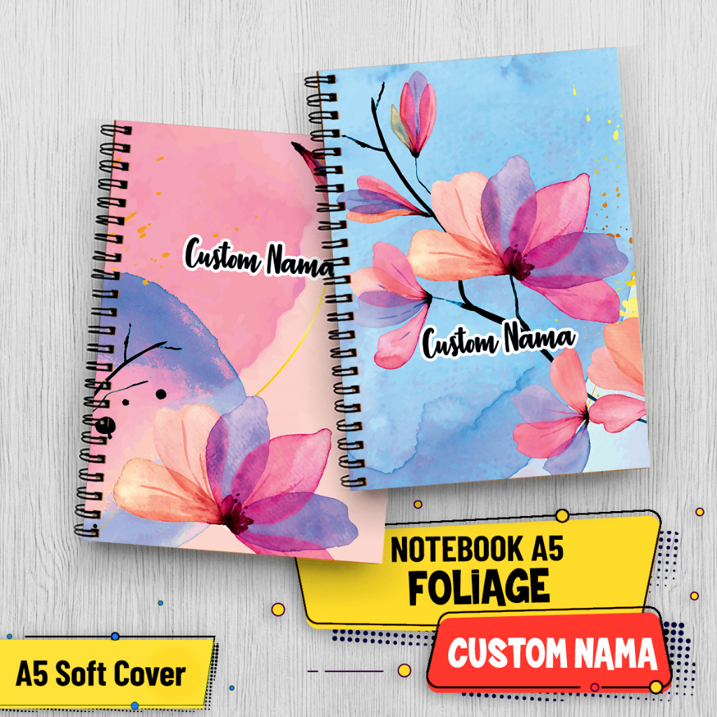 Jual NOTEBOOK A5 FOLIAGE CUSTOM NAMA | Shopee Indonesia
