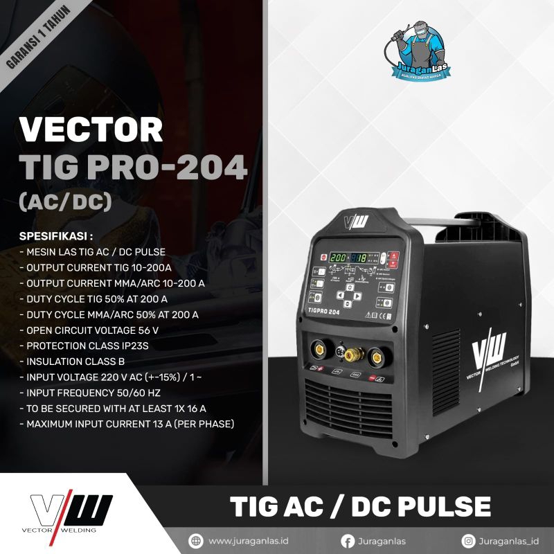 Jual Mesin Las TIG AC / DC Pulse merk Vector 200A tipe Tig Pro-204 | Shopee Indonesia