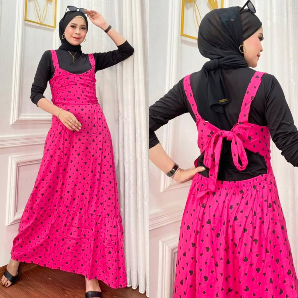 Jual BAJU WANITA KEKINIAN OVERALL DRESS MOTIF LOVE OVERSIZE KOREAN ...