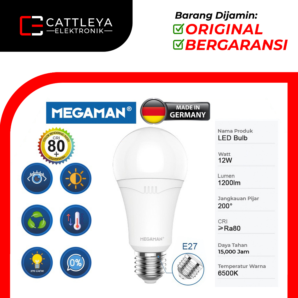 Jual [COD] LAMPU LED / BOHLAM MEGAMAN A-BULB / YTA60Z2 12W / 12 W / 12 WATT 6500K (GARANSI RESMI ...