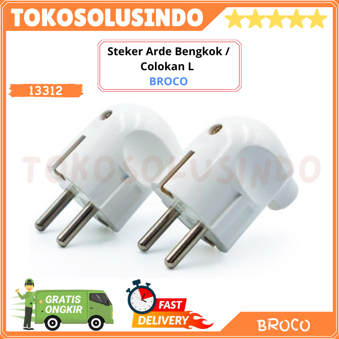 Jual Steker BROCO 13312 Bengkok / Steker Arde L / Colokan Kaki Dua ...