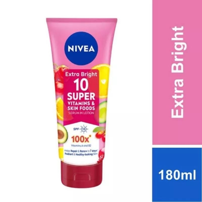 Jual Nivea Extra Bright 10 Super Vitamins And Skin Food Serum 180 ml ...