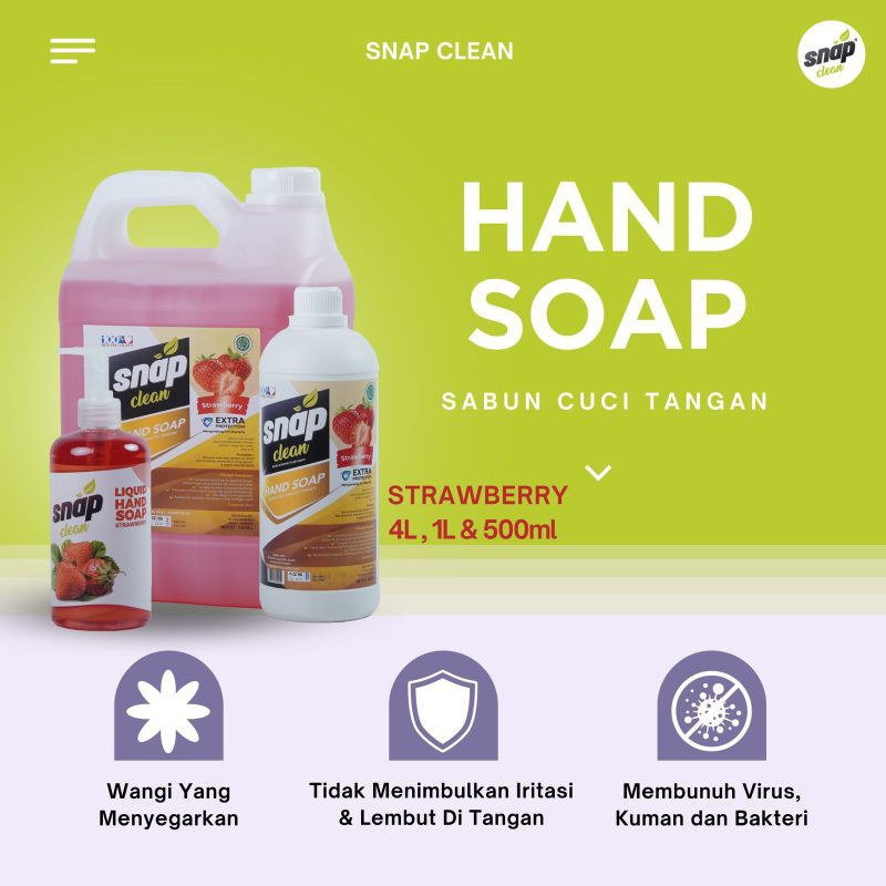 Jual Sabun Cuci Tangan Hand Soap Handwash Snap Clean 4 Liter | Shopee ...