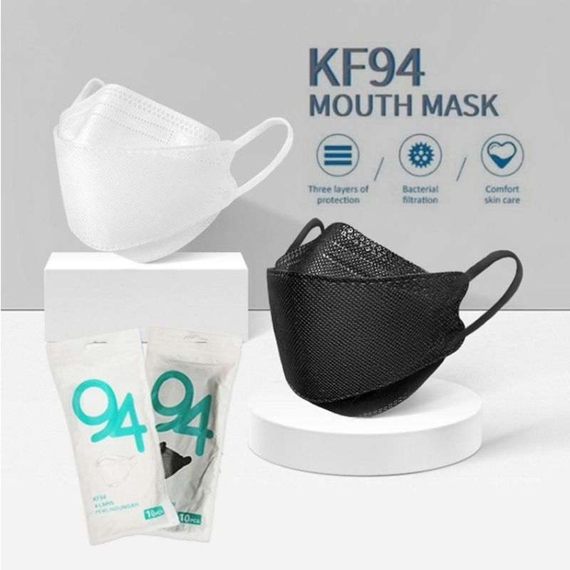 Jual Masker KF94 Hitam dan Putih isi 10pcs(putih) | Shopee Indonesia