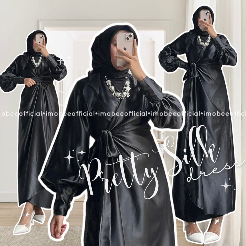 Jual PRETTY SILK DRESS // KIMONO DRESS TALI ALL IN ONE SATIN // GAMIS ...