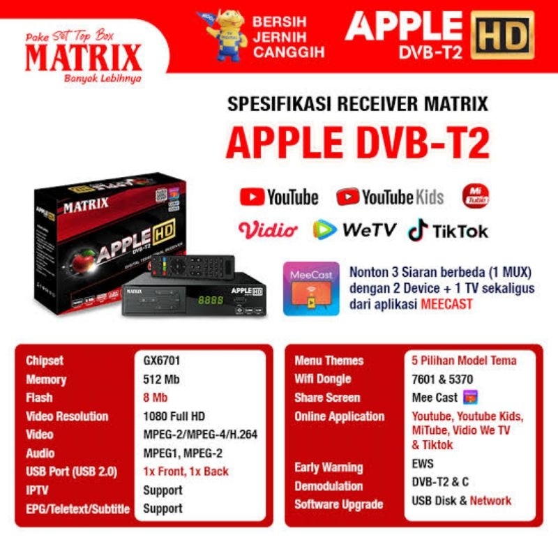 Jual STB Set Top Box TV Digital Matrix Apple Merah / Matrix Burger ...