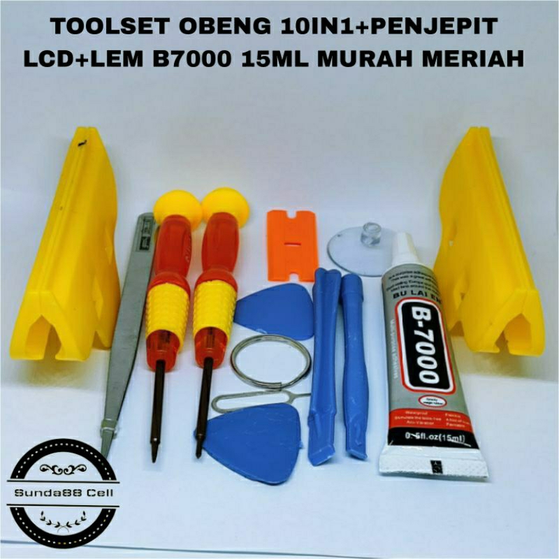 Jual PAKET KUMPLIT ALAT SERVIS HP OBENG SET TOOLSET 10in 1 PLUS LEM B7000 15ML PLUS | Shopee ...