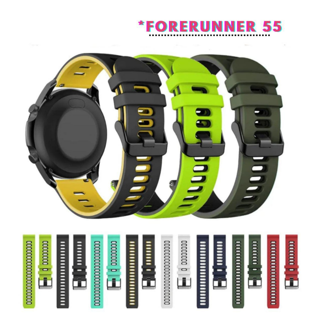 Jual TALI JAM STRAP GARMIN WATCH FORERUNNER 55 - STYLIS TWOCOLOR RUBBER ...