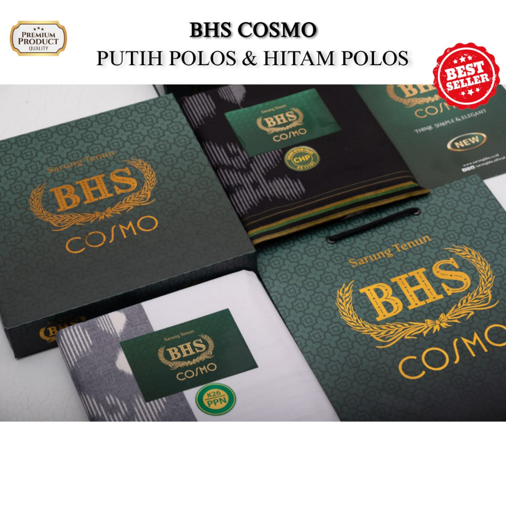 Jual Sarung BHS Cosmo Gold Warna Putih Polos dan Hitam Polos | Shopee ...