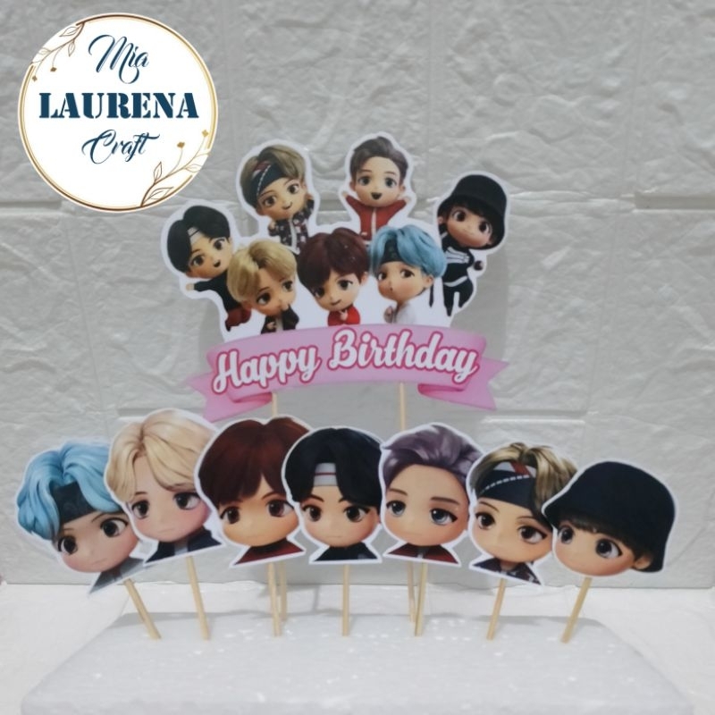 Jual Topper birthday cake / hiasan kue ulang tahun tema BTS Tiny tan ...