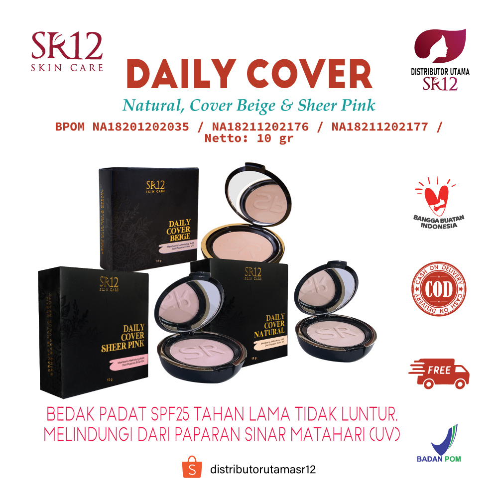 Jual Daily Cover Natural SR12 Bedak Padat SPF25 Tahan Lama Tidak Luntur Exclusive Compact Powder ...