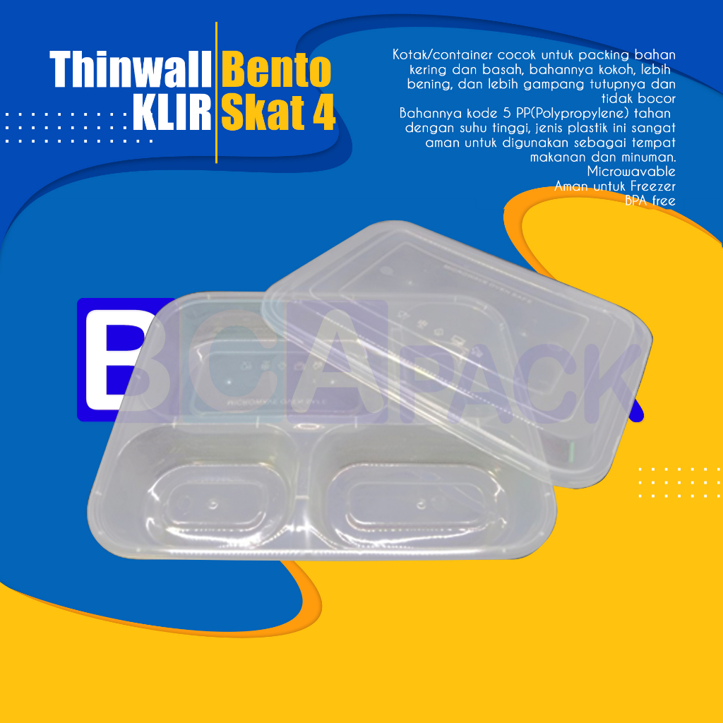 Jual THINWALL SKAT 4 BENTO - FOOD CONTAINER TRAY SEKAT 4 - ISI 25 SET ...